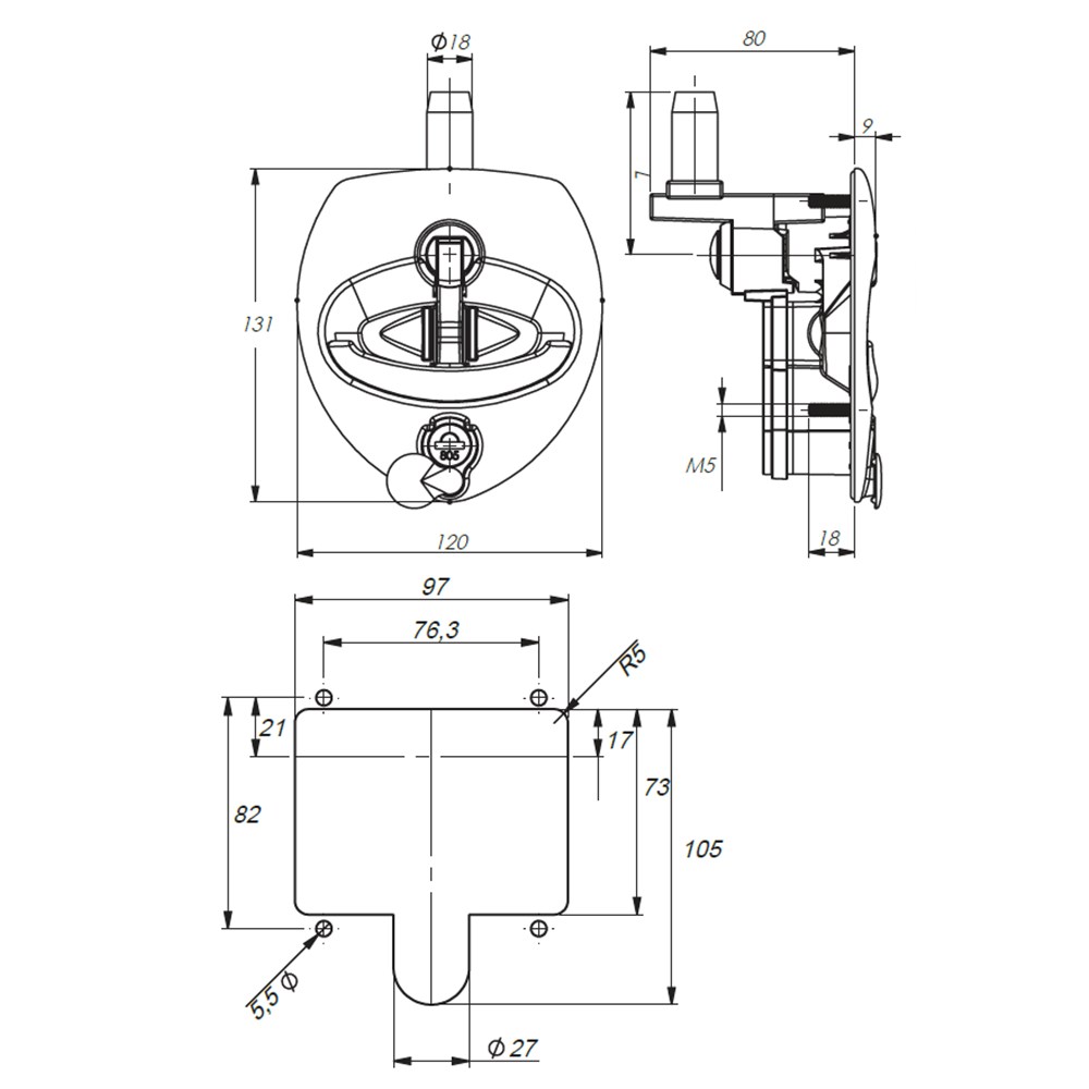 Best T1 Vector Lock - Clockwise - Rear Fixing Single Point - Black ...