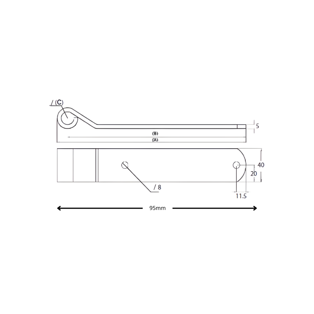 DROP SIDE HINGE 95MM LONG SS P OLISHED KIT W/ GUDGEON BUSH & BOLTS ...