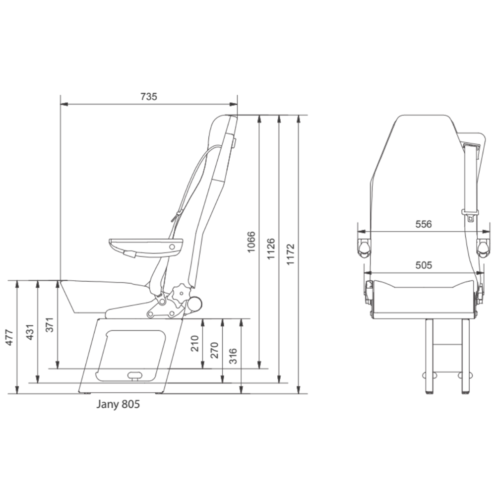 Best Drivers Seat Jany 805 Reclining Back Grey Vinyl LH Belt | UES ...