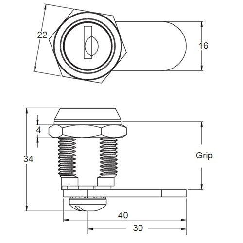 Best Compartment Lock - Clockwise - 16mm Grip | UES Hardware - UES Hardware