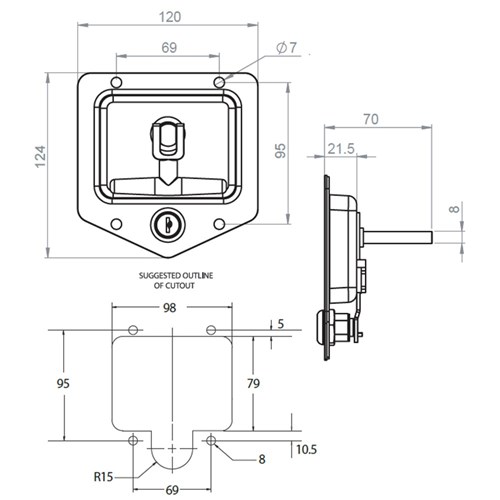 Best Drop T Lock - 8mm Square Shaft - Locking - Stainless Steel | UES ...