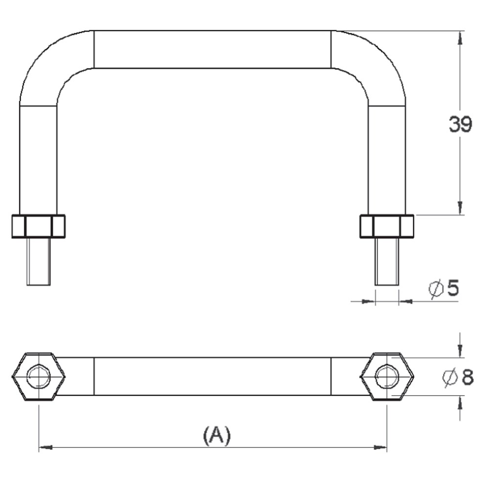 Best D Handle 39mm High x 100mm Cen tres stainless steel With 6mm ...