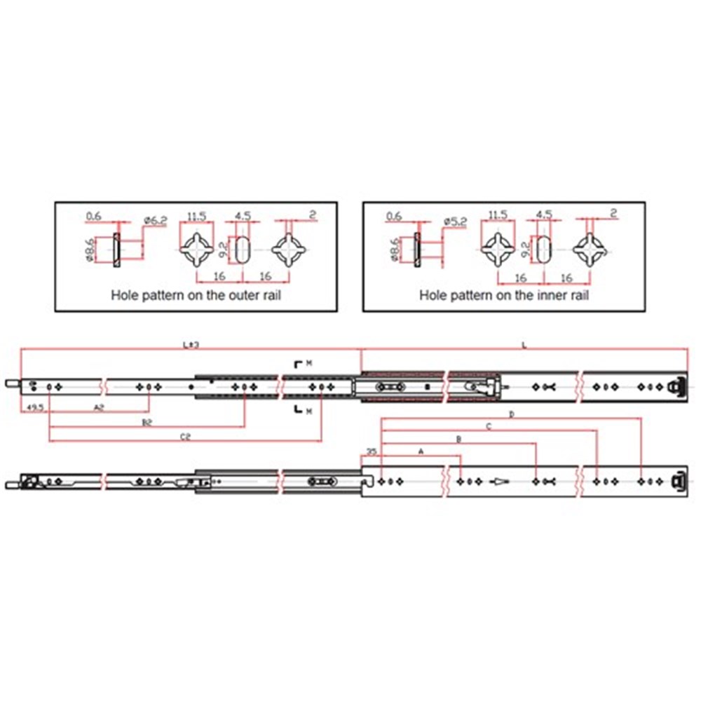 Best Lockable Medium Duty Drawer Slides - 500mm - 125kg | UES Hardware ...