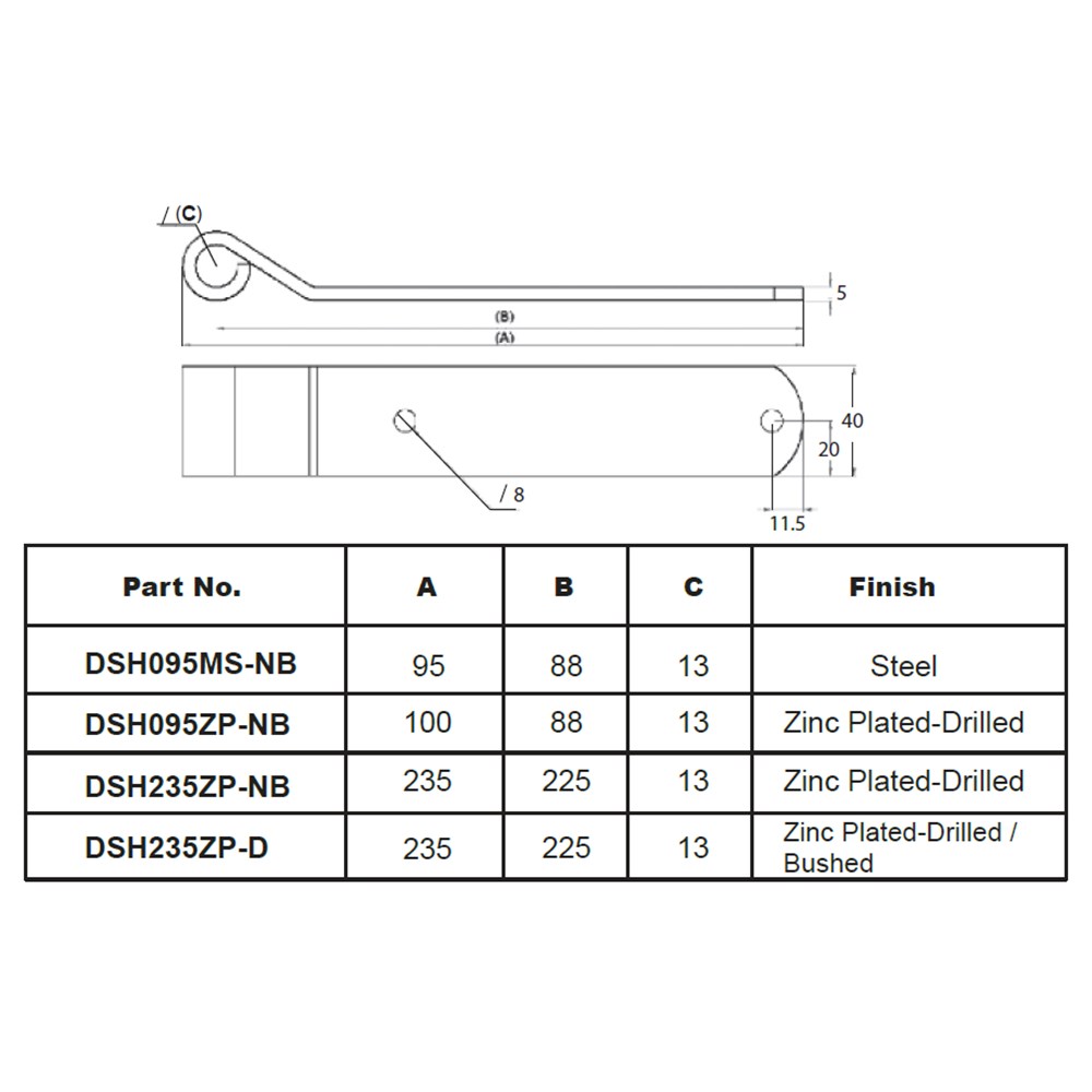 Best Drop Side Hinge 235mm Zinc Plated Drilled w/ Bush | UES Hardware ...