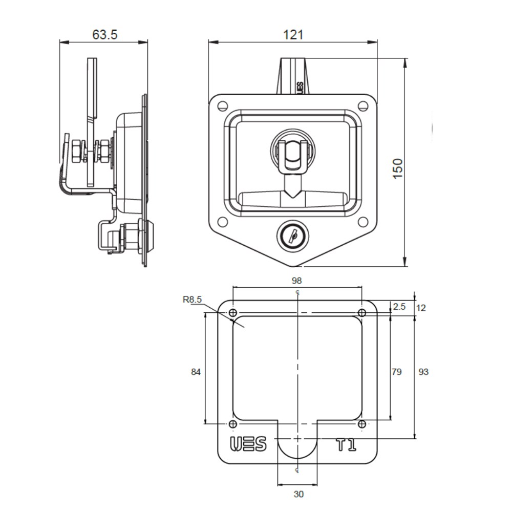 Best Drop T Lock - Straight Tongue - Locking - Black | UES Hardware ...