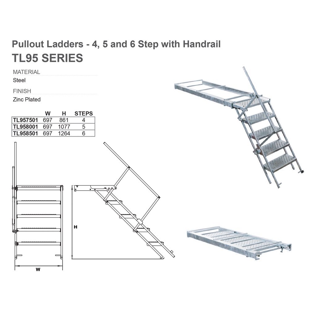 Best Ladder Pullout Large Step 6 steps With Handrail | UES Hardware ...